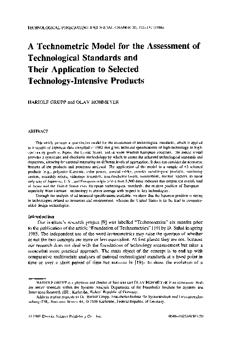 (PDF) A technometric model for the assessment of technological ...