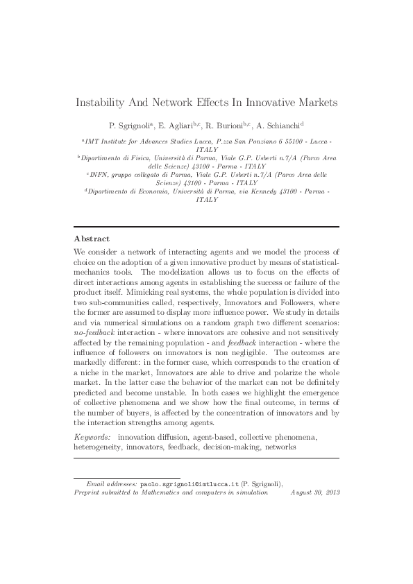 (PDF) Instability and network effects in innovative markets