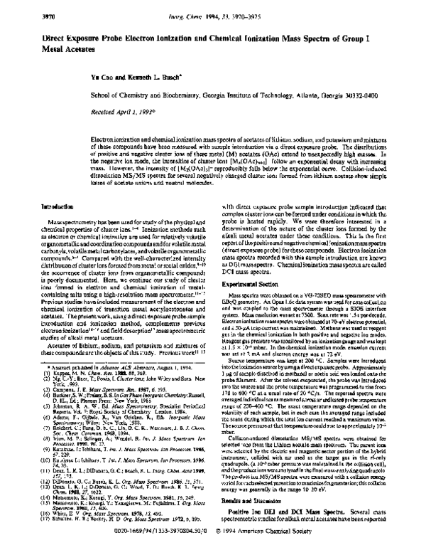 (PDF) Direct Exposure Probe Electron Ionization and Chemical Ionization ...