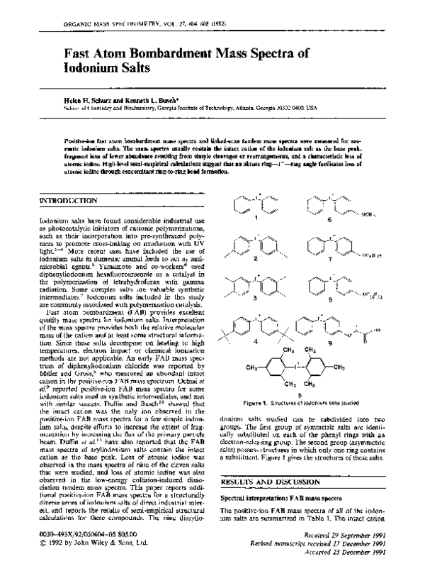 (PDF) Fast atom bombardment mass spectra of iodonium salts