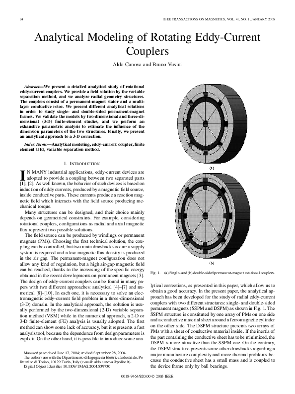 (PDF) Analytical modeling of rotating eddy-current couplers