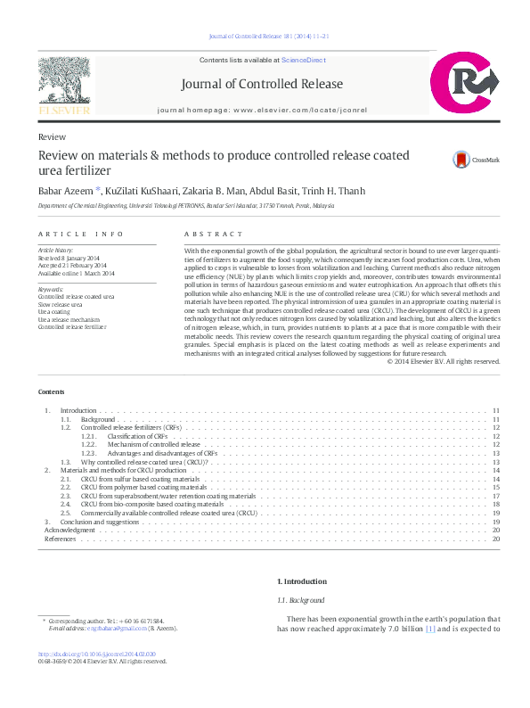 (PDF) Review on materials & methods to produce controlled release ...