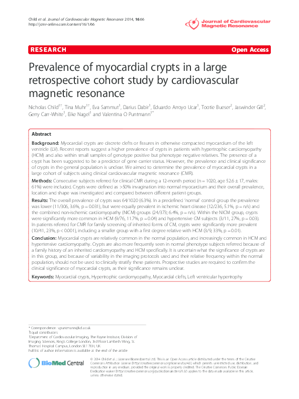 (PDF) Prevalence of myocardial crypts in a large retrospective cohort ...