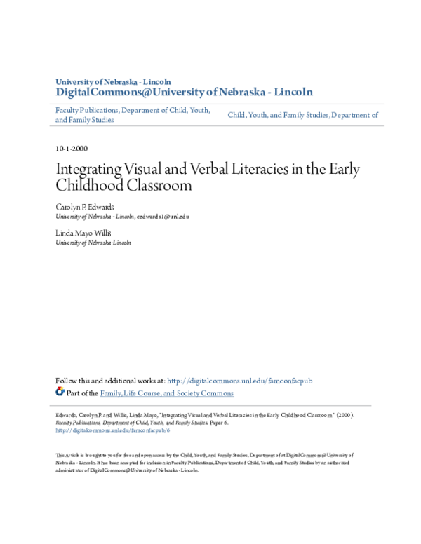 (PDF) Integrating Visual and Verbal Literacies in the Early Childhood ...