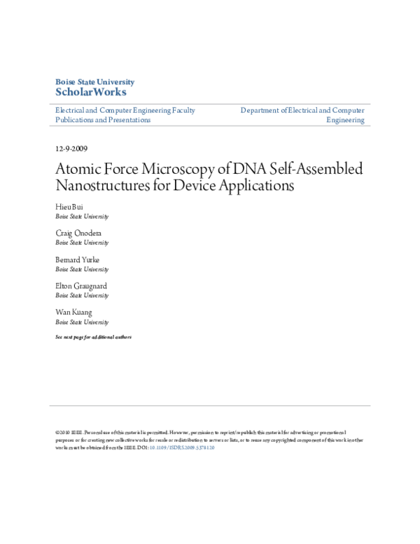 (PDF) Atomic force microscopy of DNA self-assembled nanostructures for ...