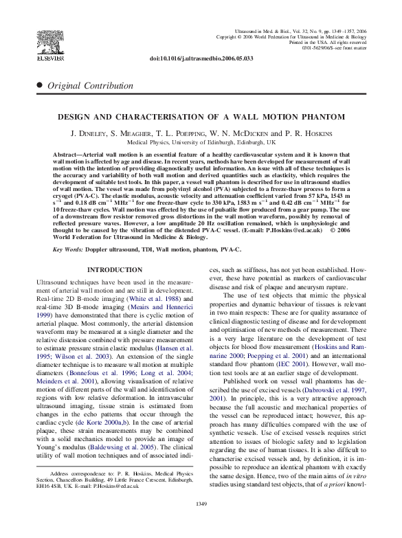 (PDF) Design and characterisation of a wall motion phantom