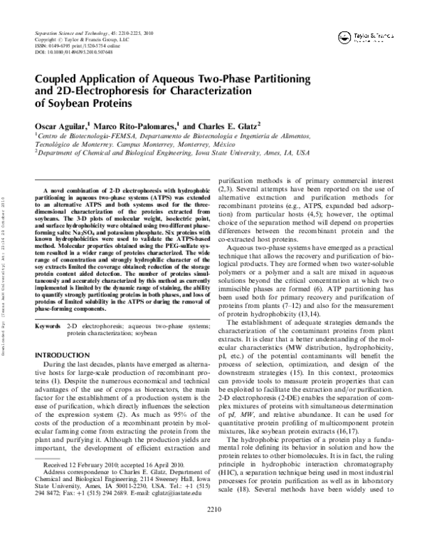 Pdf Coupled Application Of Aqueous Two Phase Partitioning And 2d