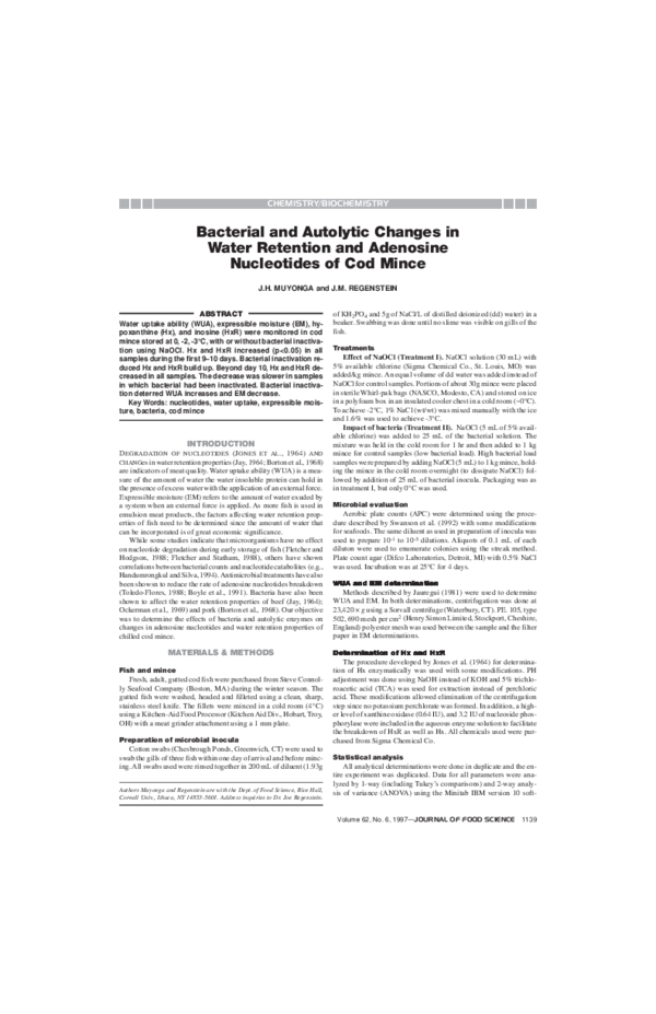 (PDF) Bacterial and Autolytic Changes in Water Retention and Adenosine ...
