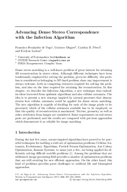 (PDF) Advancing Dense Stereo Correspondence with the Infection Algorithm