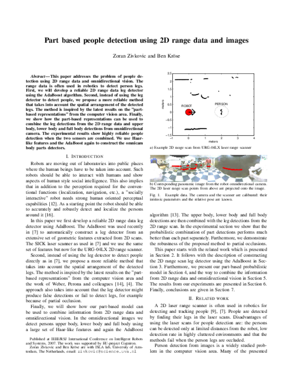 Pdf Part Based People Detection Using 2d Range Data And Images