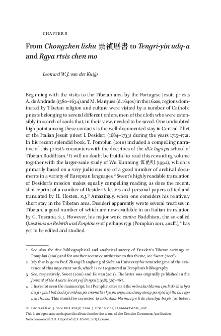 (PDF) "From Chongzhen lishu 崇禎曆書 to Tengri-yin udq-a and Rgya rtsis ...