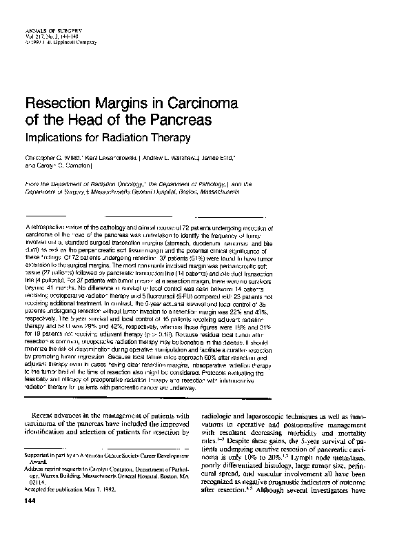(PDF) Resection Margins in Carcinoma of the Head of the Pancreas ...