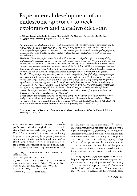 (PDF) Experimental development of an endoscopic approach to neck ...