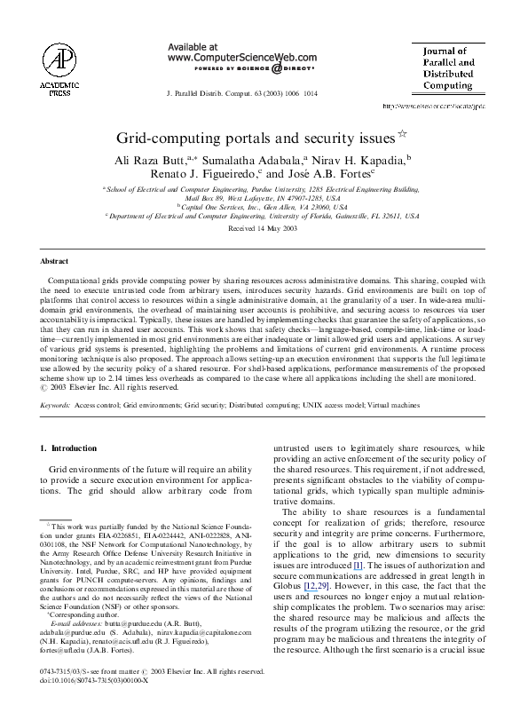 (PDF) Grid-computing portals and security issues