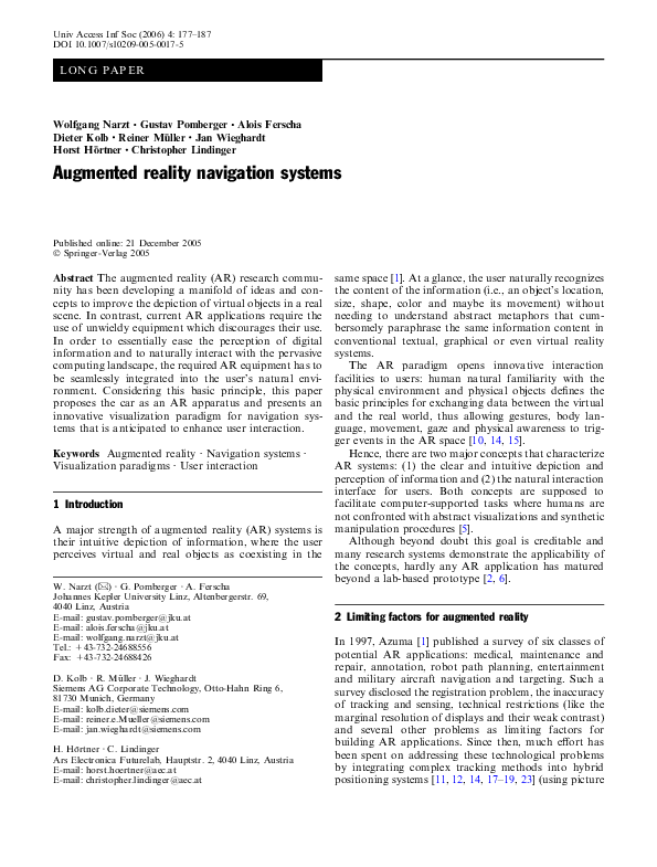 (PDF) Augmented reality navigation systems