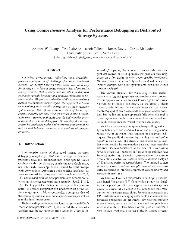 (PDF) Using Comprehensive Analysis for Performance Debugging in Distributed Storage Systems