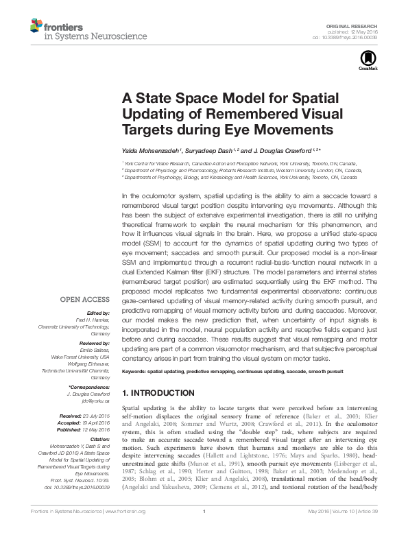 (PDF) A State Space Model for Spatial Updating of Remembered Visual Targets during Eye Movements ...