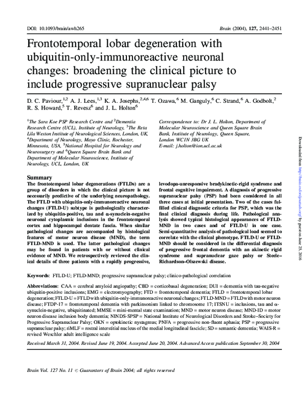 (PDF) Frontotemporal lobar degeneration with ubiquitin-positive, but ...