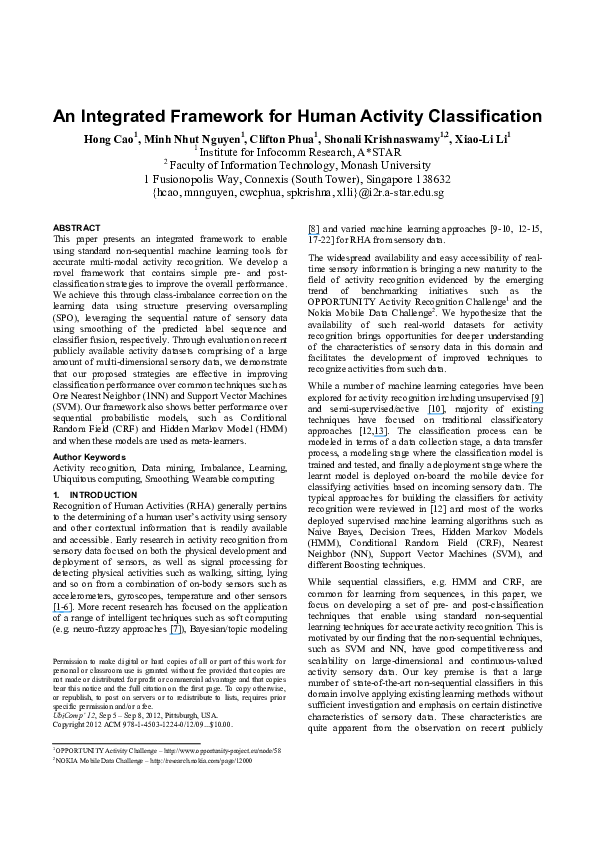 Pdf Framework For Accurate Multi Modal Activity Recognition