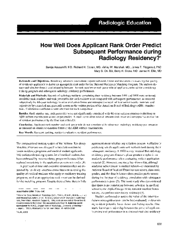 (PDF) How well does applicant rank order predict subsequent performance ...