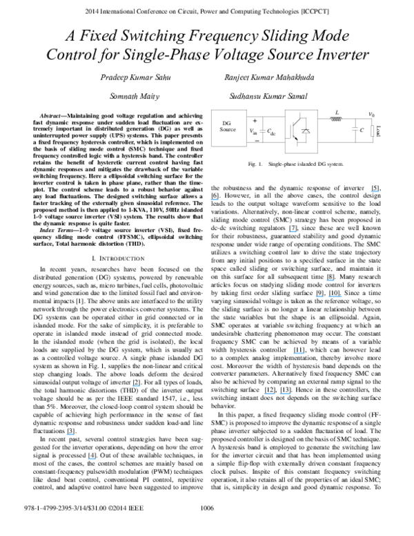 (PDF) A Fixed Switching Frequency Sliding Mode Control for Single-Phase Voltage Source Inverter