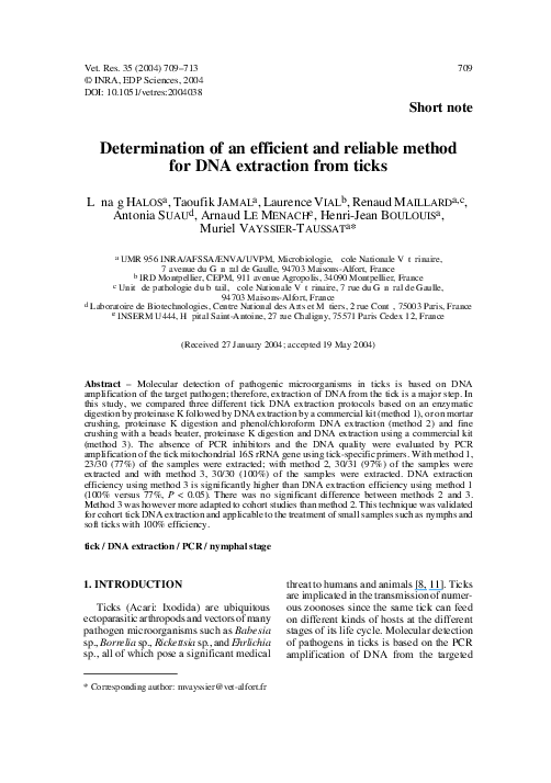 (PDF) Determination of an efficient and reliable method for DNA ...