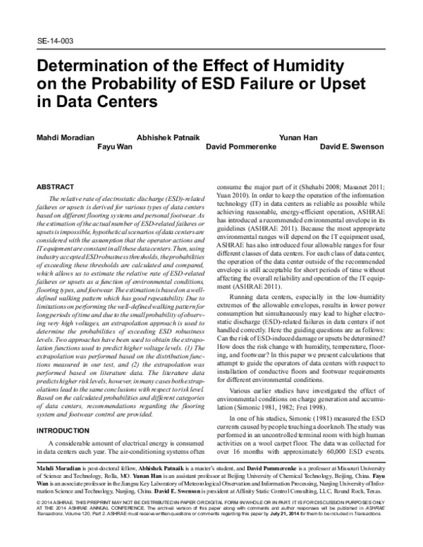 (PDF) Determination of the Effect of Humidity on the Probability of ESD ...