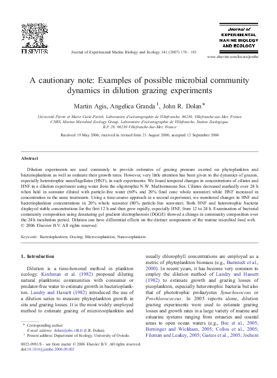 (PDF) A cautionary note: Examples of possible microbial community ...