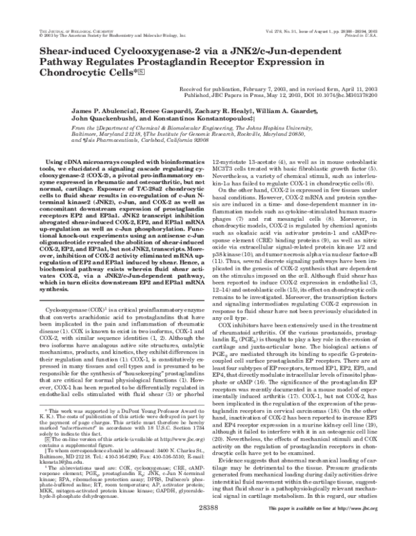 (PDF) Shear-induced Cyclooxygenase-2 via a JNK2/c-Jun-dependent Pathway ...