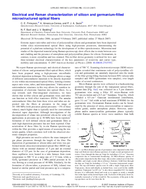 (PDF) Electrical and Raman characterization of silicon and germanium ...