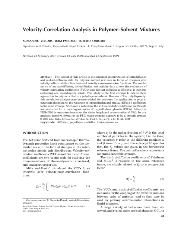 (PDF) Velocity-correlation analysis in polymer-solvent mixtures