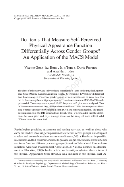 (PDF) Do Items That Measure Self-Perceived Physical Appearance Function ...