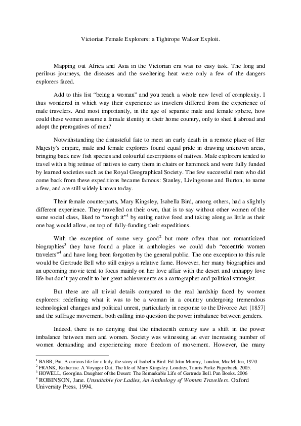 (PDF) Victorian Female Explorers: a Tightrope Walker Exploit