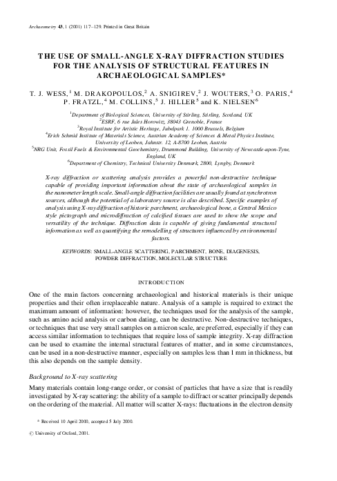 (PDF) The Use of Small-Angle X-Ray Diffraction Studies for the Analysis ...