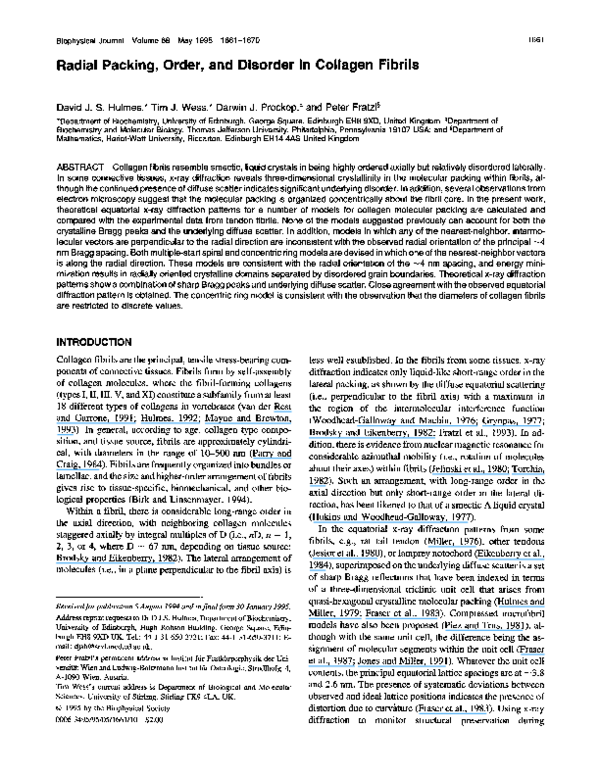 (PDF) Radial packing, order, and disorder in collagen fibrils