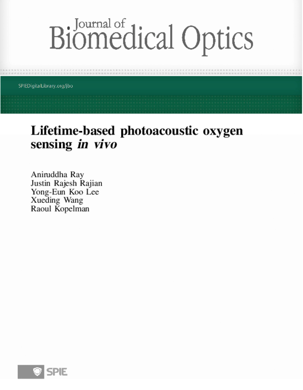 (PDF) Lifetime-based photoacoustic oxygen sensing in vivo | Raoul ...