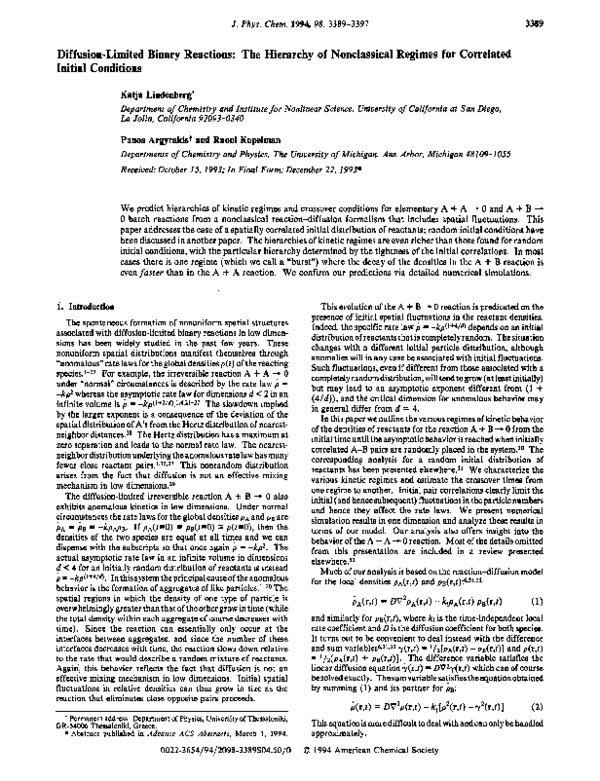 (PDF) Diffusion-limited binary reactions: the hierarchy of nonclassical regimes for random ...