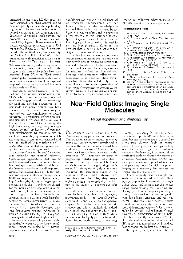 (PDF) Near-Field Optics: Imaging Single Molecules