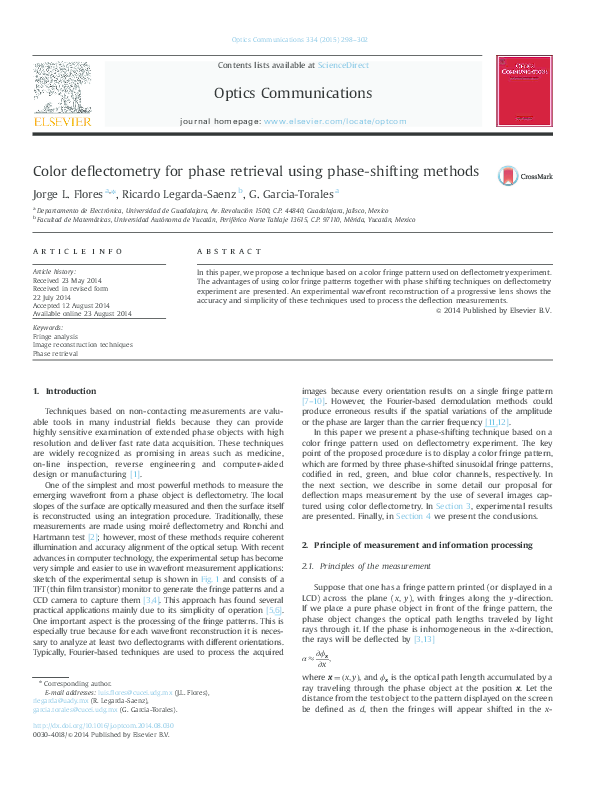 (PDF) Color deflectometry for phase retrieval using phase-shifting methods