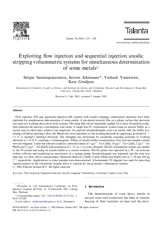 Pdf Exploiting Flow Injection And Sequential Injection Anodic