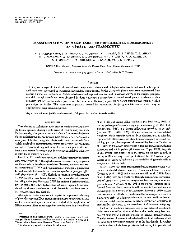 (PDF) Transformation of maize using microprojectile bombardment: An ...