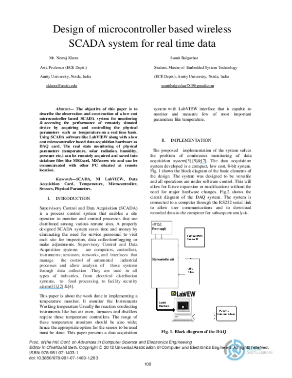Pdf Design Of Microcontroller Based Wireless Scada System For Real
