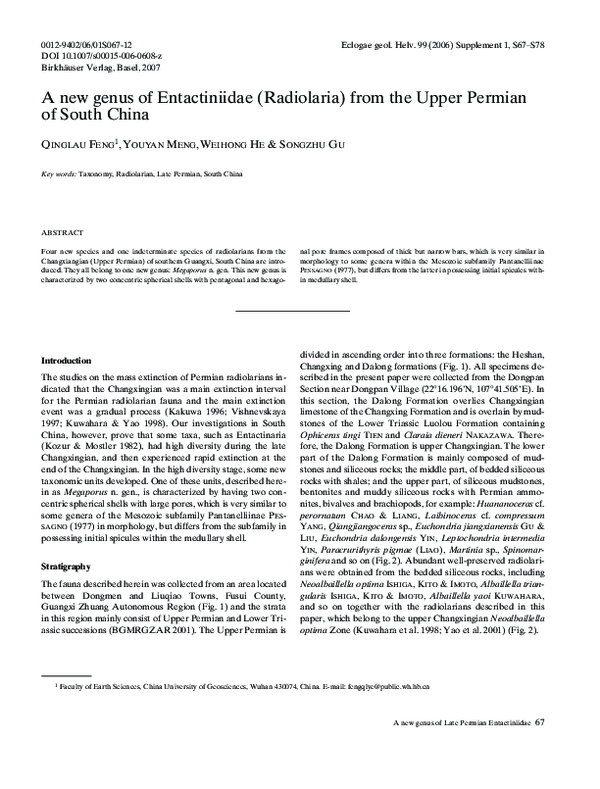 (PDF) A new genus of Entactiniidae (Radiolaria) from the Upper Permian ...