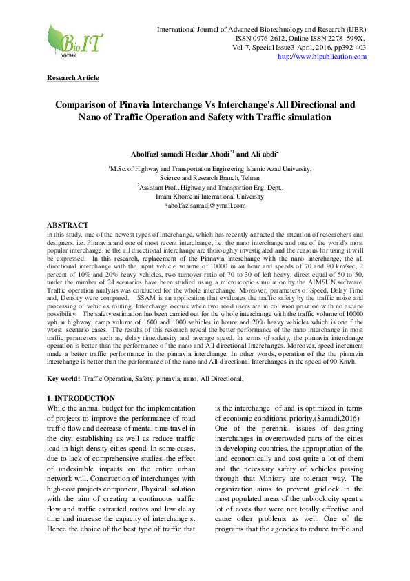 (PDF) Comparison of Pinavia Interchange Vs Interchange's All ...