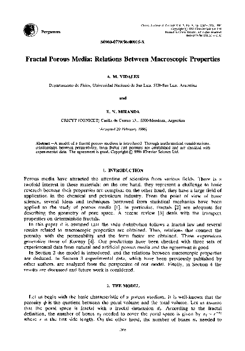 (PDF) Fractal porous media: Relations between macroscopic properties