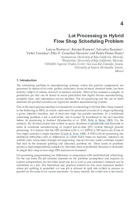 (PDF) Lot Processing in Hybrid Flow Shop Scheduling Problem