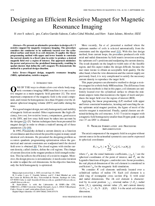 (PDF) Designing an efficient resistive magnet for magnetic resonance ...