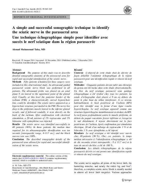 (PDF) A simple and successful sonographic technique to identify the ...