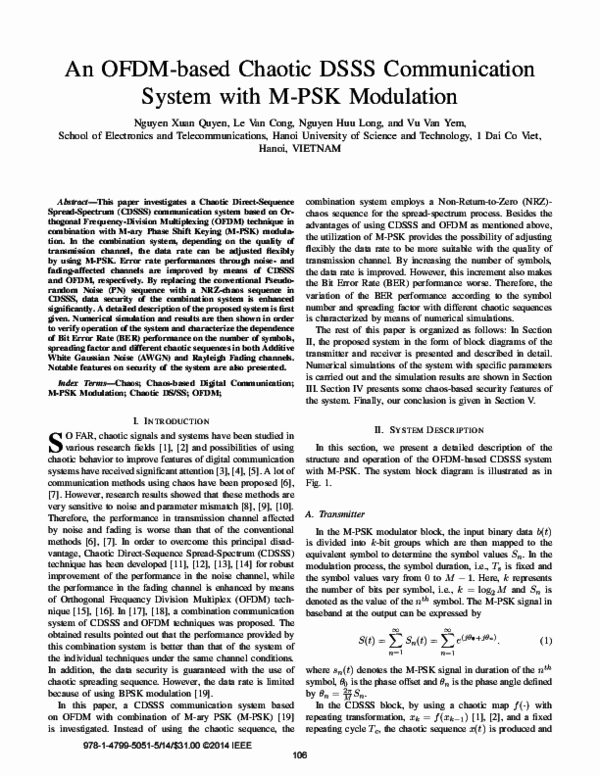 Pdf An Ofdm Based Chaotic Dsss Communication System With M Psk Modulation