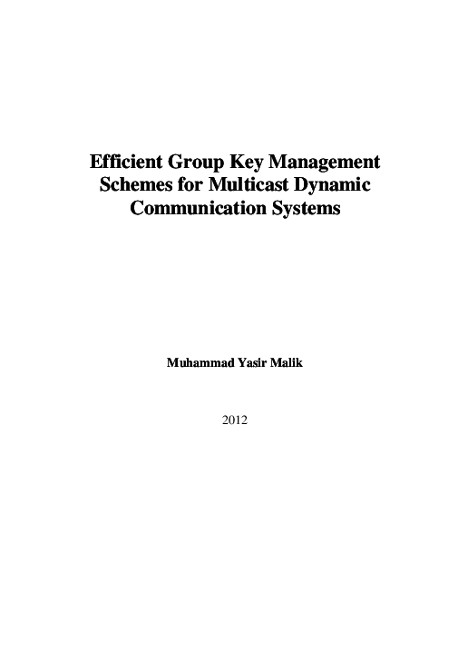 (PDF) Efficient Group Key Management Schemes for Multicast Dynamic Communication Systems
